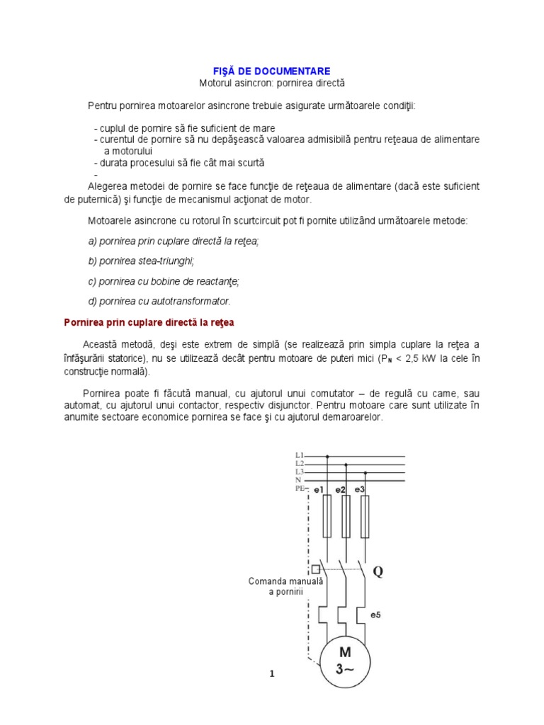 FISA DE DOCUMENTARE Motor Asincron Balasoiu | PDF