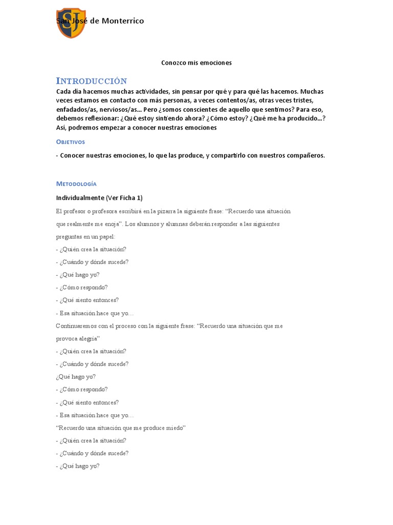 Conociendo mis emociones | PDF | Las emociones
