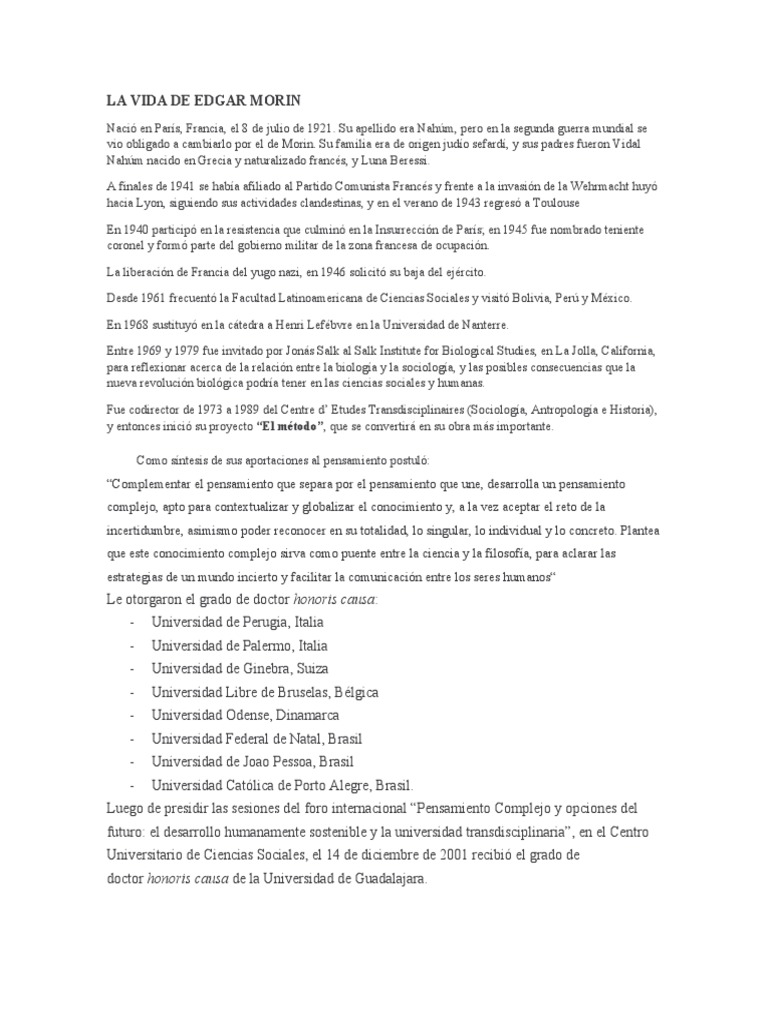 La Vida de Edgar Morin | PDF | Francia