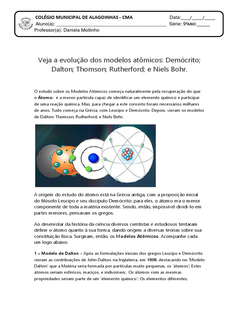 Resumo-Modelos-Atômicos | PDF | Elétron | Átomos