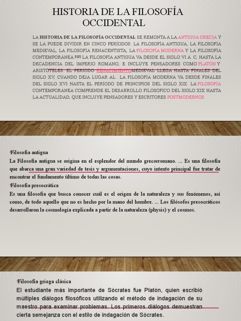 La evolución de la filosofía occidental a través de los tiempos | PDF ...