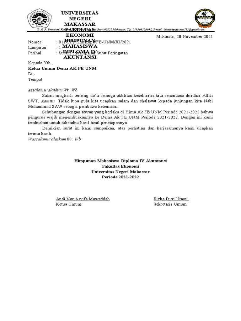 011 Surat Tembusan Surat Peringatan | PDF