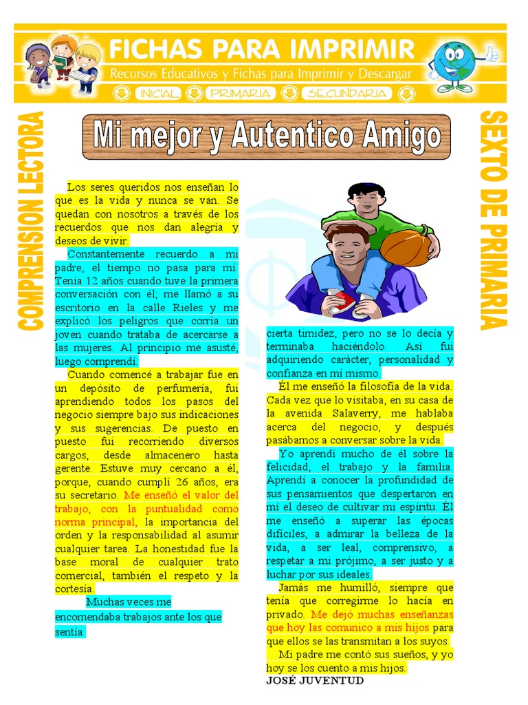 6° LECTURA - Mi-mejor-y-Autentico-Amigo-para-Sexto-de-Primaria | PDF