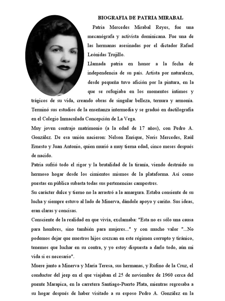 Biografia de Las Hermanas Mirabal | PDF