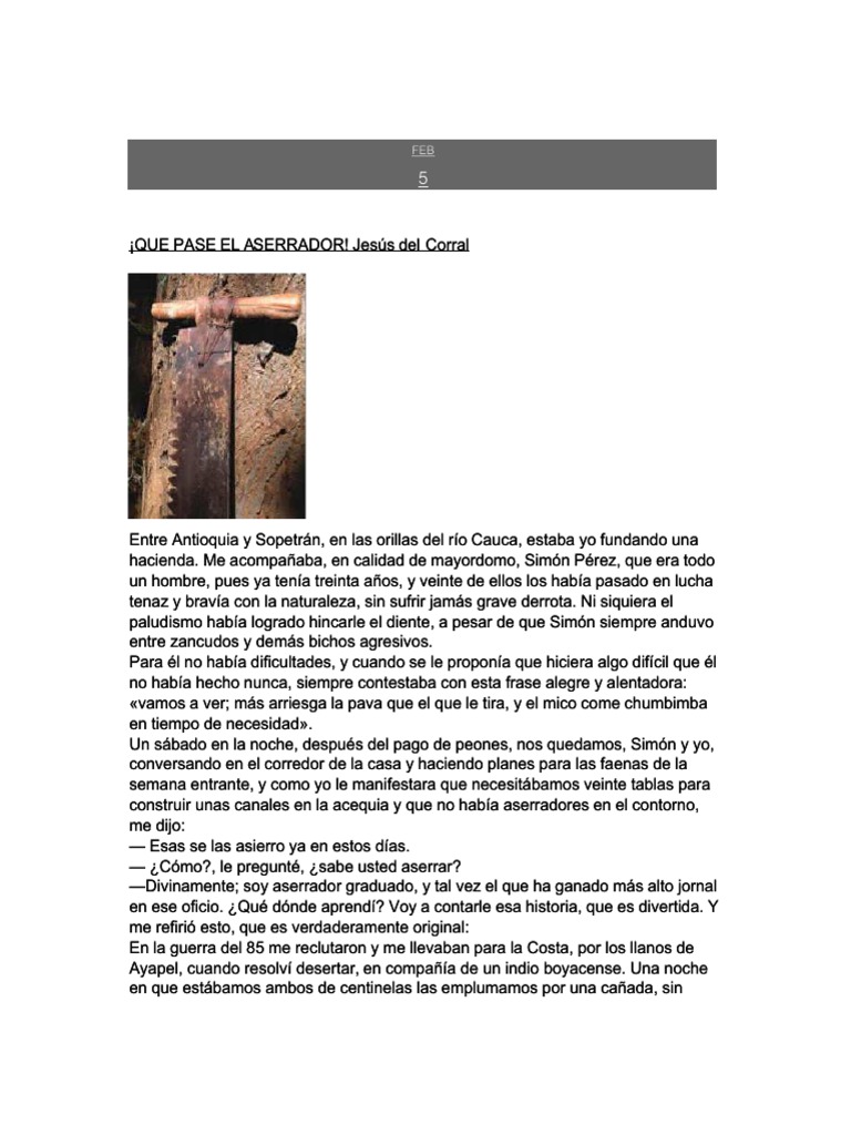 Que Pase El Aserrador | PDF