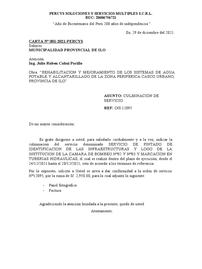 Carta Culminacion Percy Moreno | PDF | Agua dulce | Hidrología