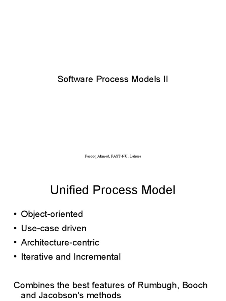 Software Process Models II Farooq Ahmed FAST NU Lahore PDF Agile