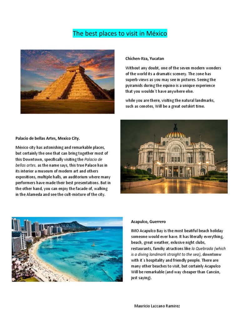 The Best Places To Visit in México - A4 UPIICSA | PDF