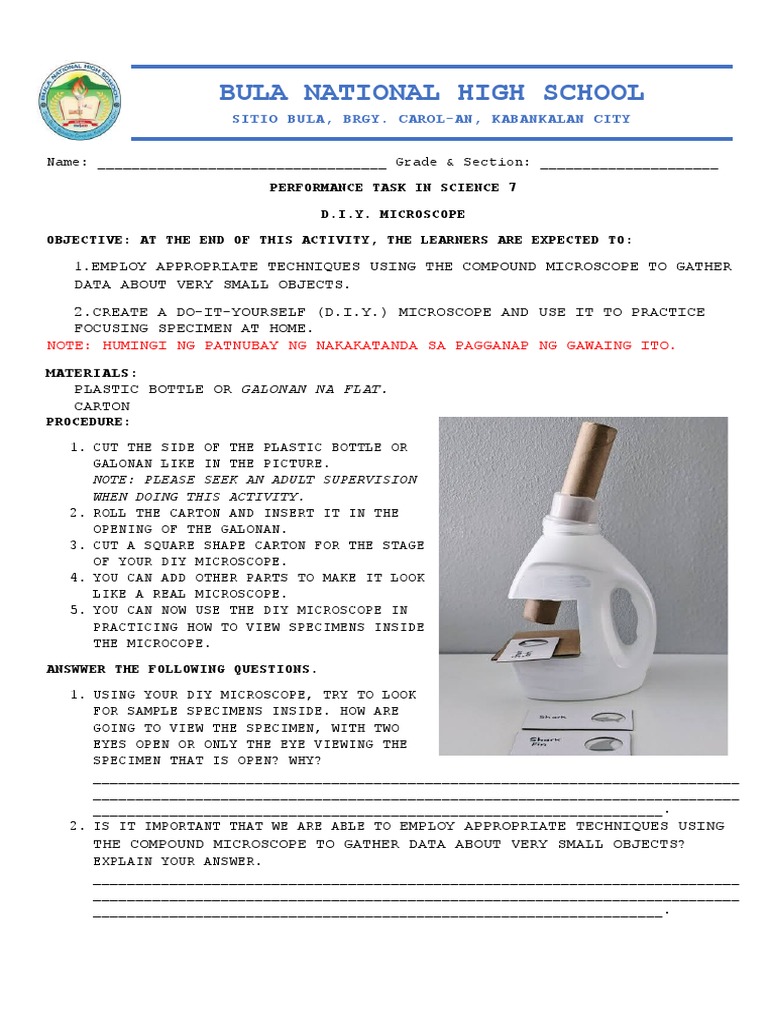 First Summative Test-Performance Task 1 Science 7 q2 | PDF | Microscope ...