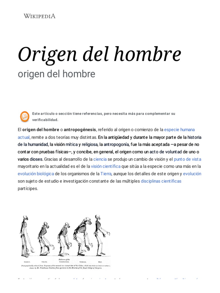 Origen Del Hombre - Wikipedia | PDF | Evolución | Charles Darwin