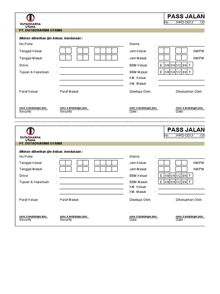 Pass Keluar Sarana LV DDU | PDF