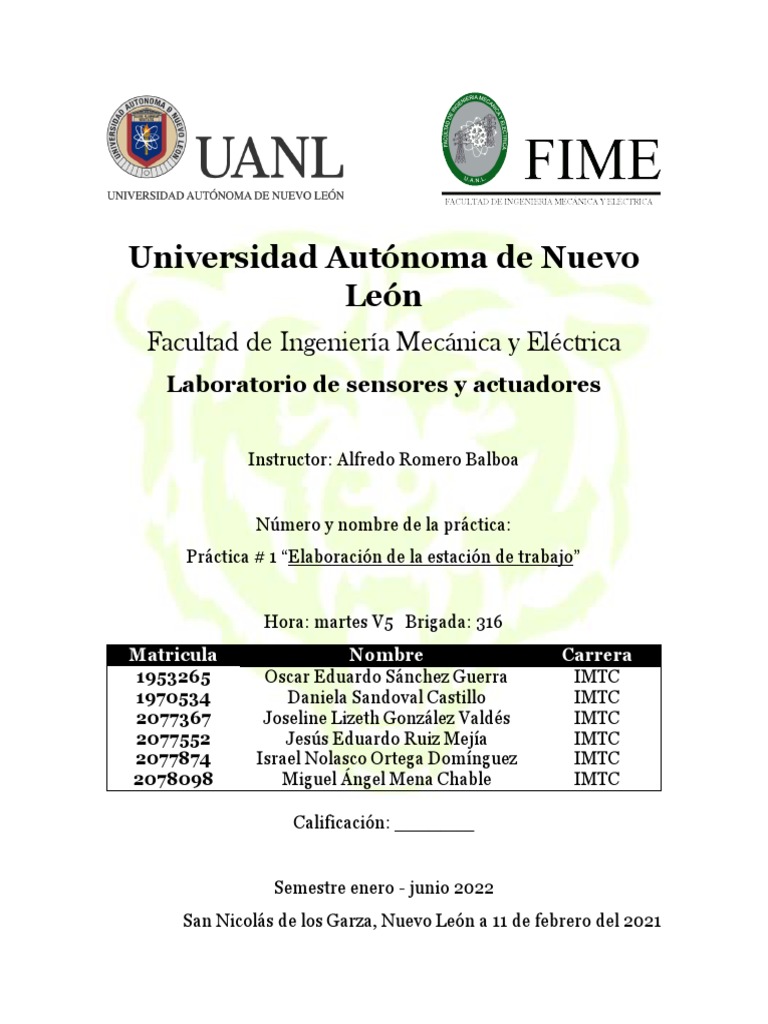 Práctica #1 Lab Sensores y Actuadores | PDF | Microcontrolador | Arduino