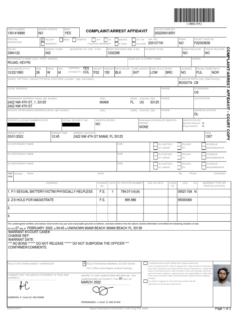 Complaint/Arrest Affidavit | PDF