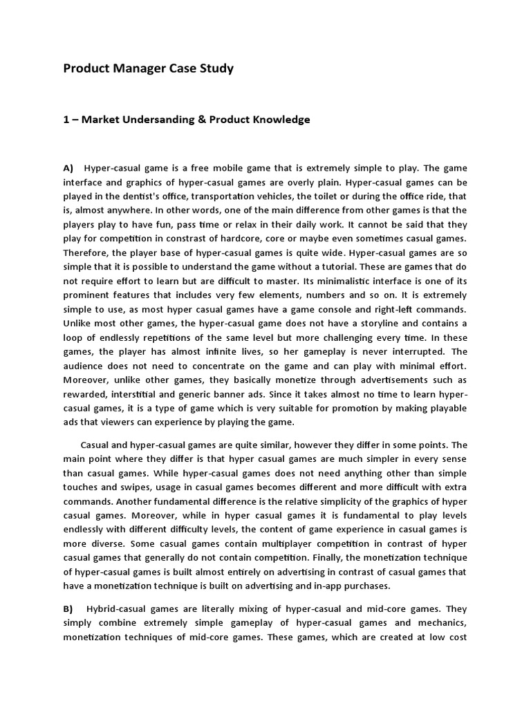 Product Manager Case Study: 1 - Market Undersanding & Product Knowledge | PDF | Money | Advertising