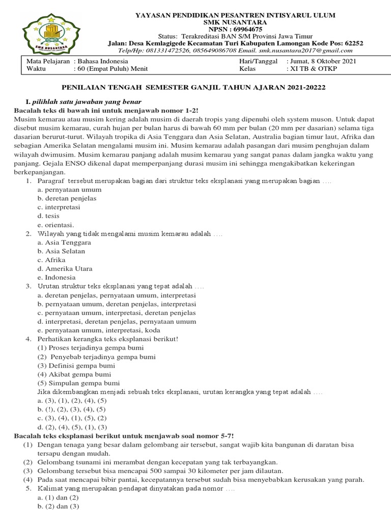 (Jumat I) XI TB OTKP B. Indonesia | PDF