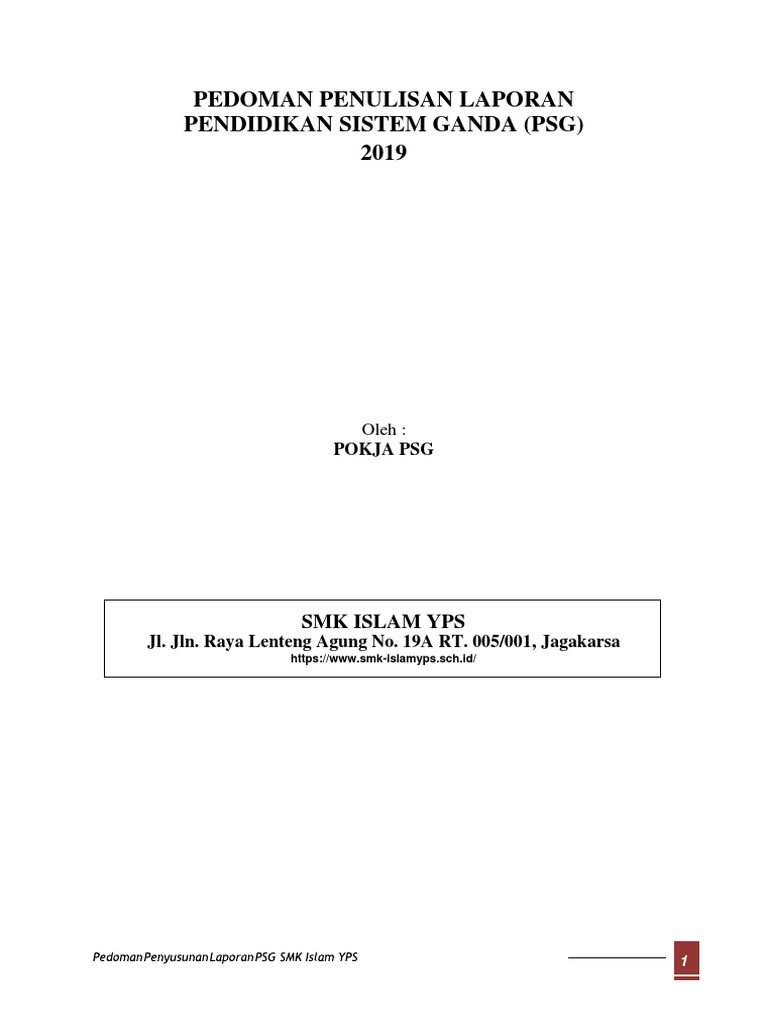 Pedoman Penulisan Laporan PSG | PDF