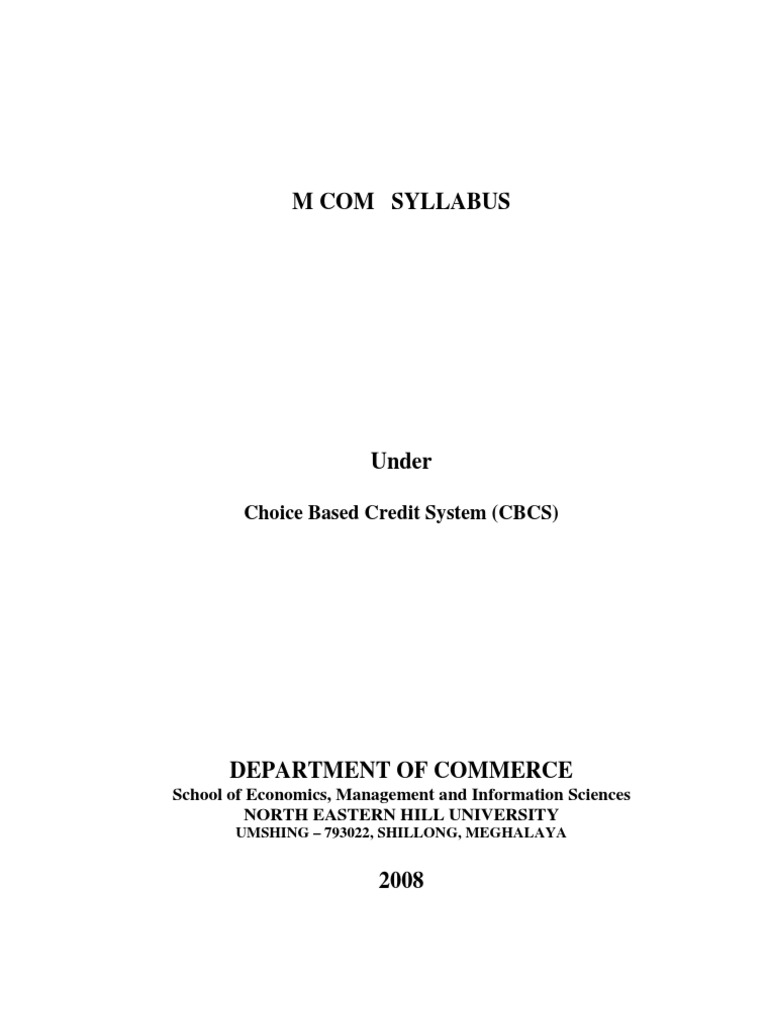 M.Com Syllabus Overview and Course Structure | PDF | Consolidation ...