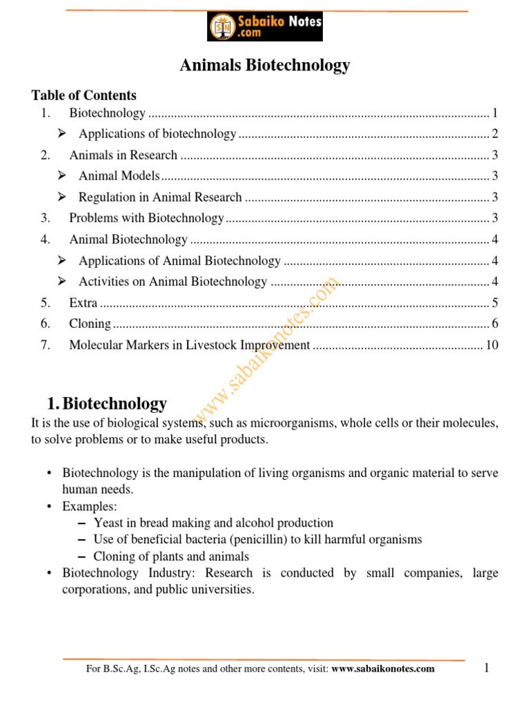 Animals Biotechnology | PDF