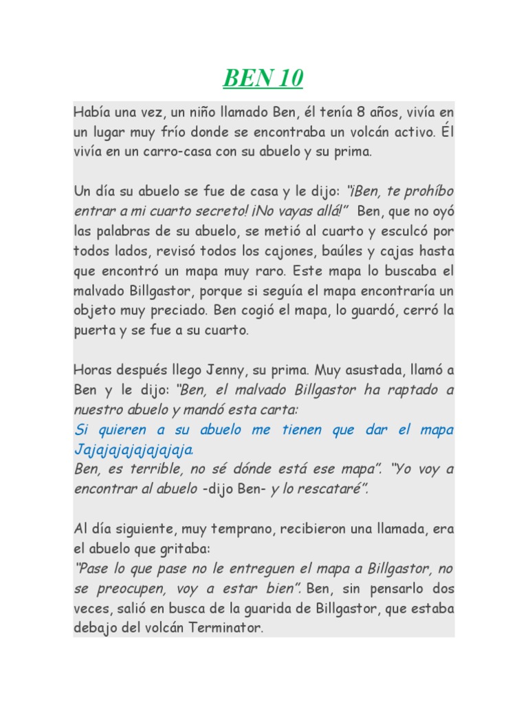 Ben 10 Lectura 1 | PDF