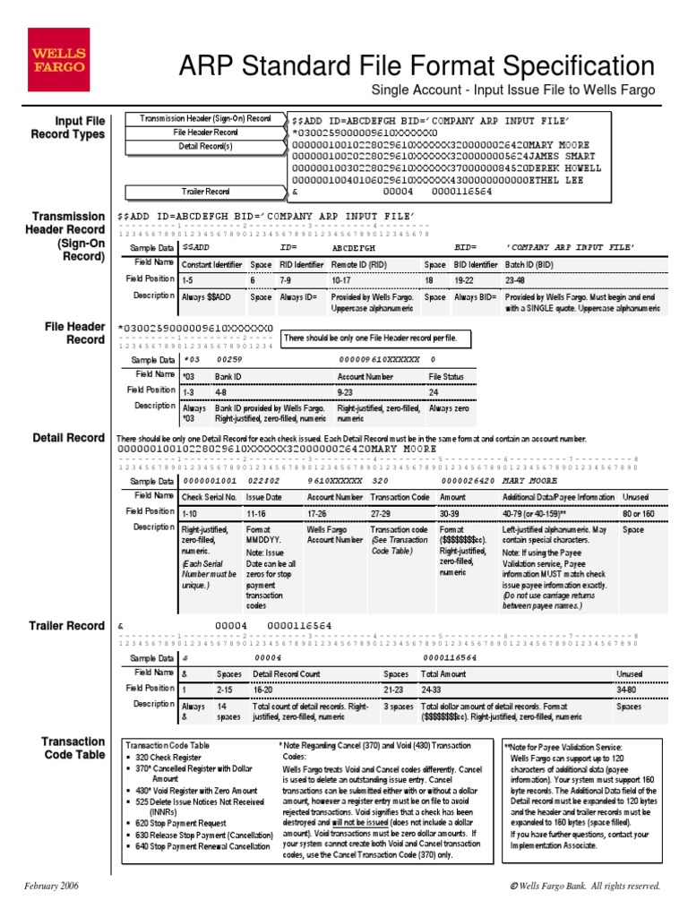ARP Standard Inbound File Specification | PDF | Payments | Cheque