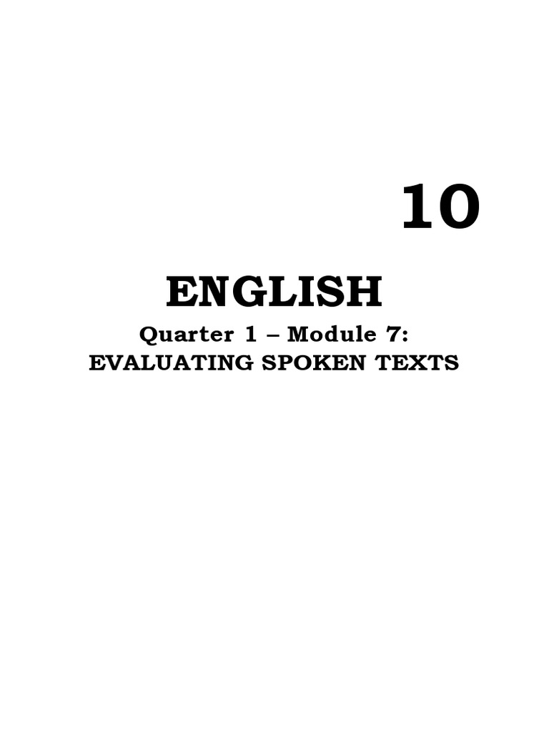 English: Quarter 1 - Module 7: Evaluating Spoken Texts | PDF | Noun ...