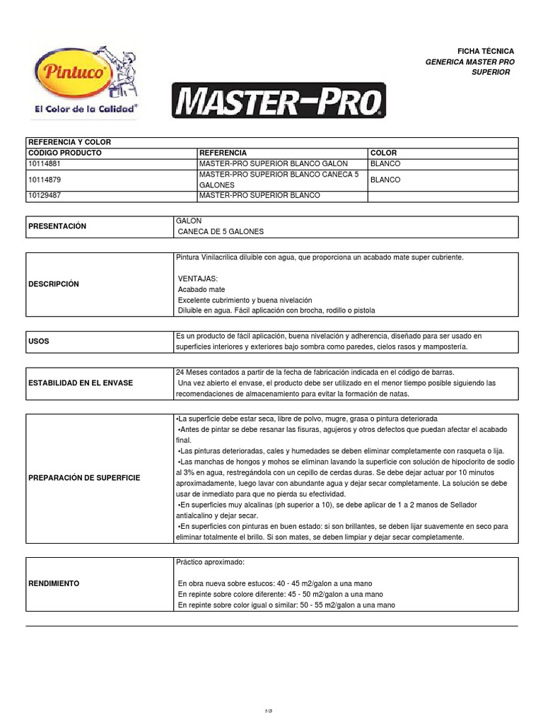Master Pro Superior | PDF | Pintar | Agua