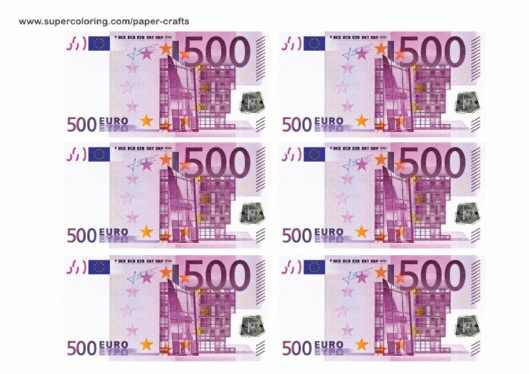 500 Euro Banknote Printable Template Paper Craft | PDF