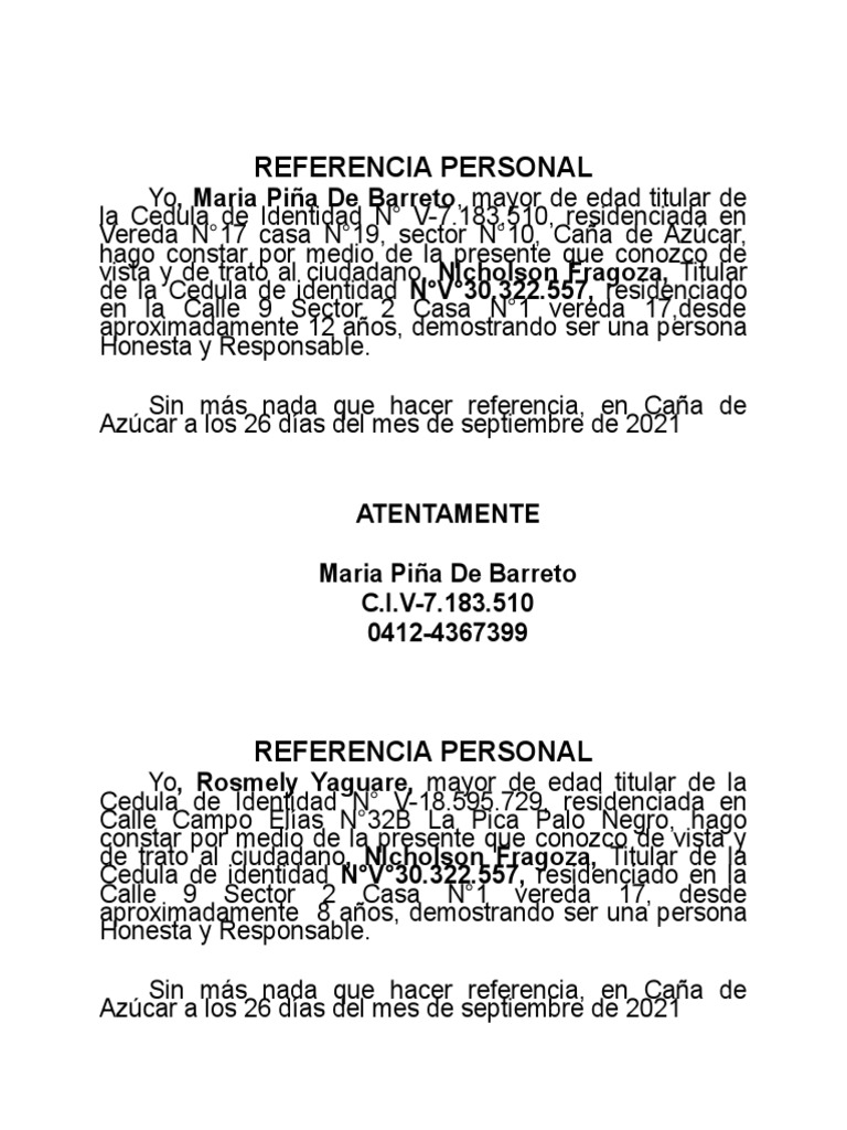 Referencia Personal | PDF