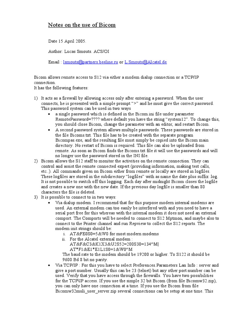 Notes On The Use of BiCom | PDF | Password | Zip (File Format)