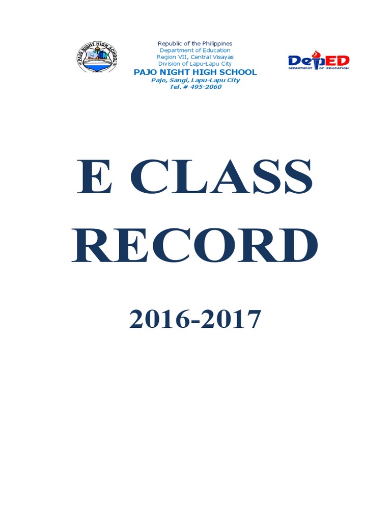 Class Record Cover Page | PDF