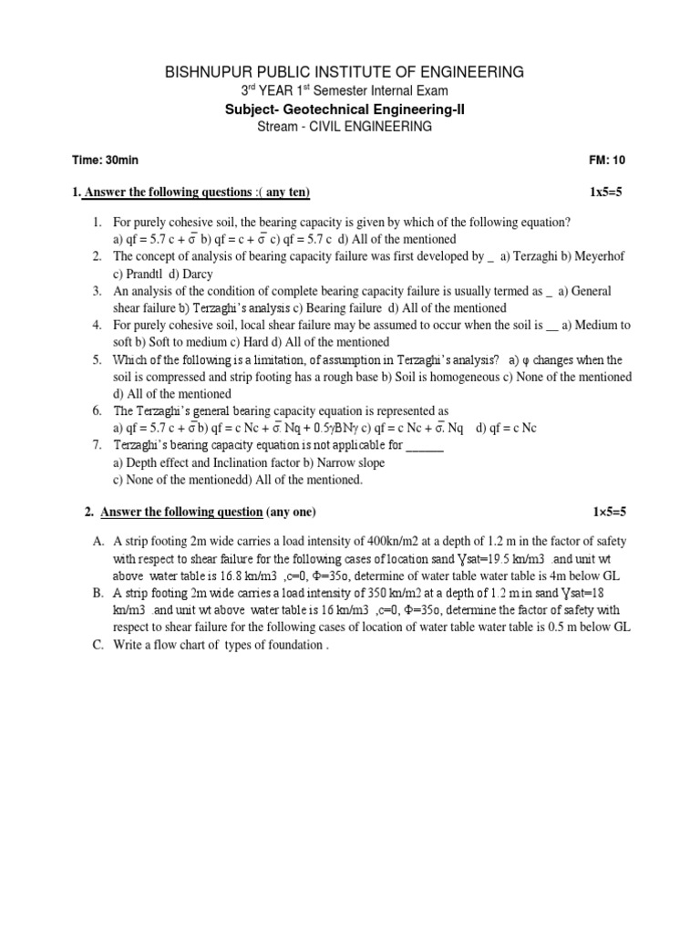 Geotechnical Engineering-II | PDF | Geotechnical Engineering | Chemical ...