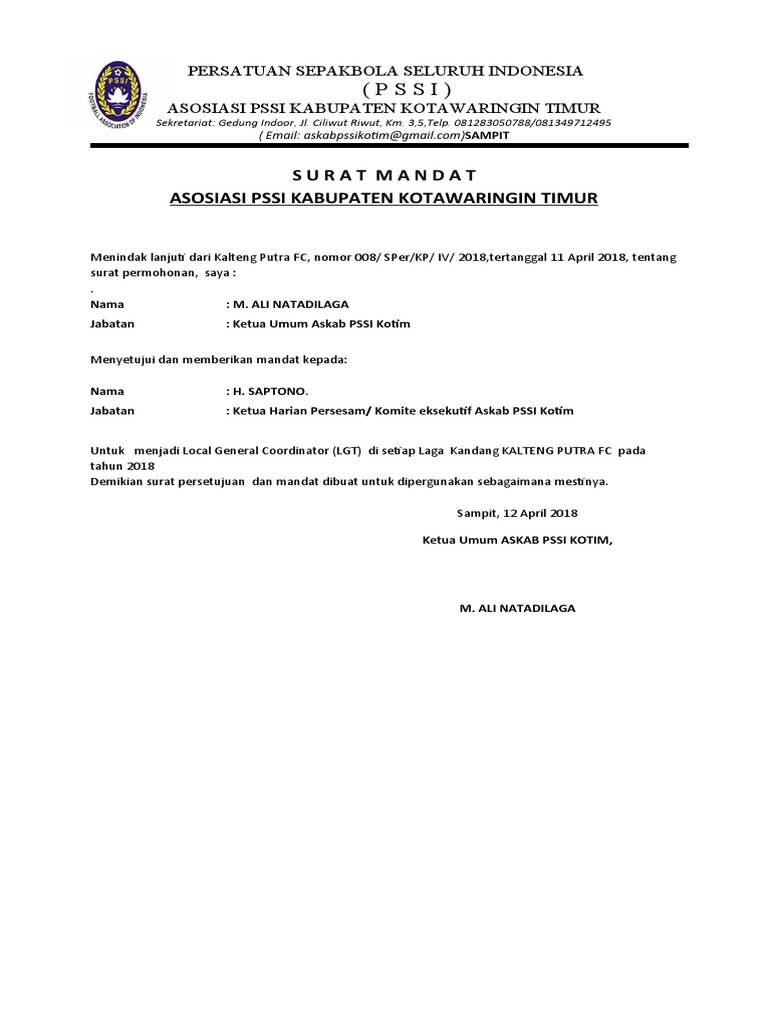 Format Surat Mandat Kongres | PDF