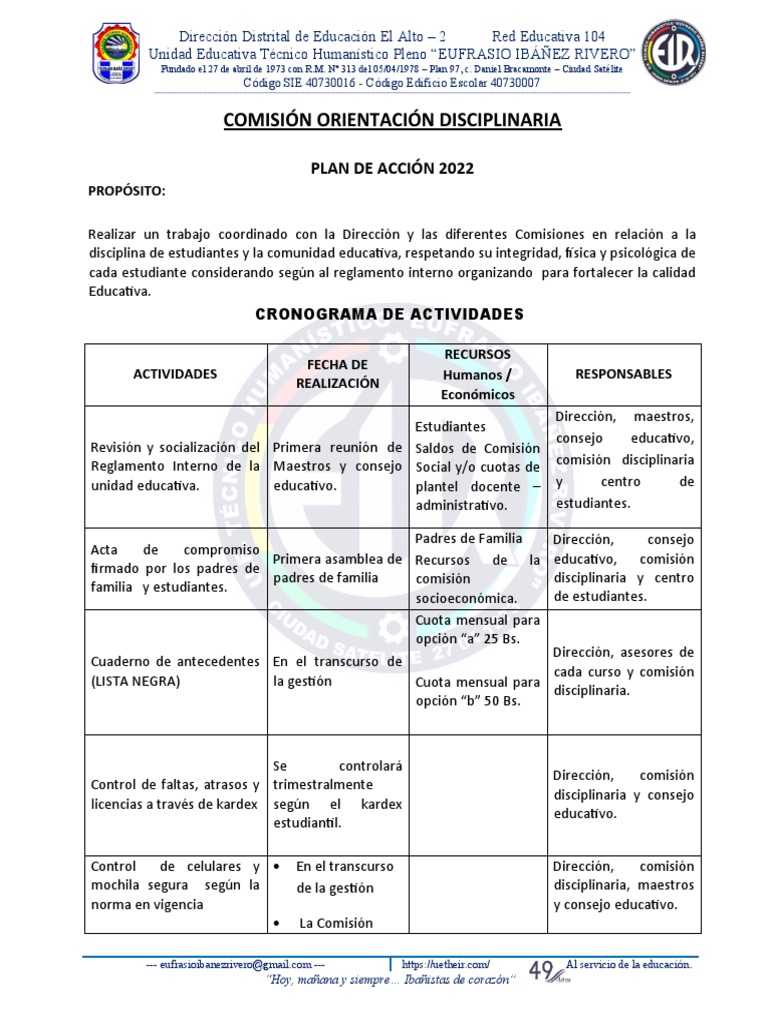 Formato Plan de Acción - Comision ... | PDF | Disciplinas