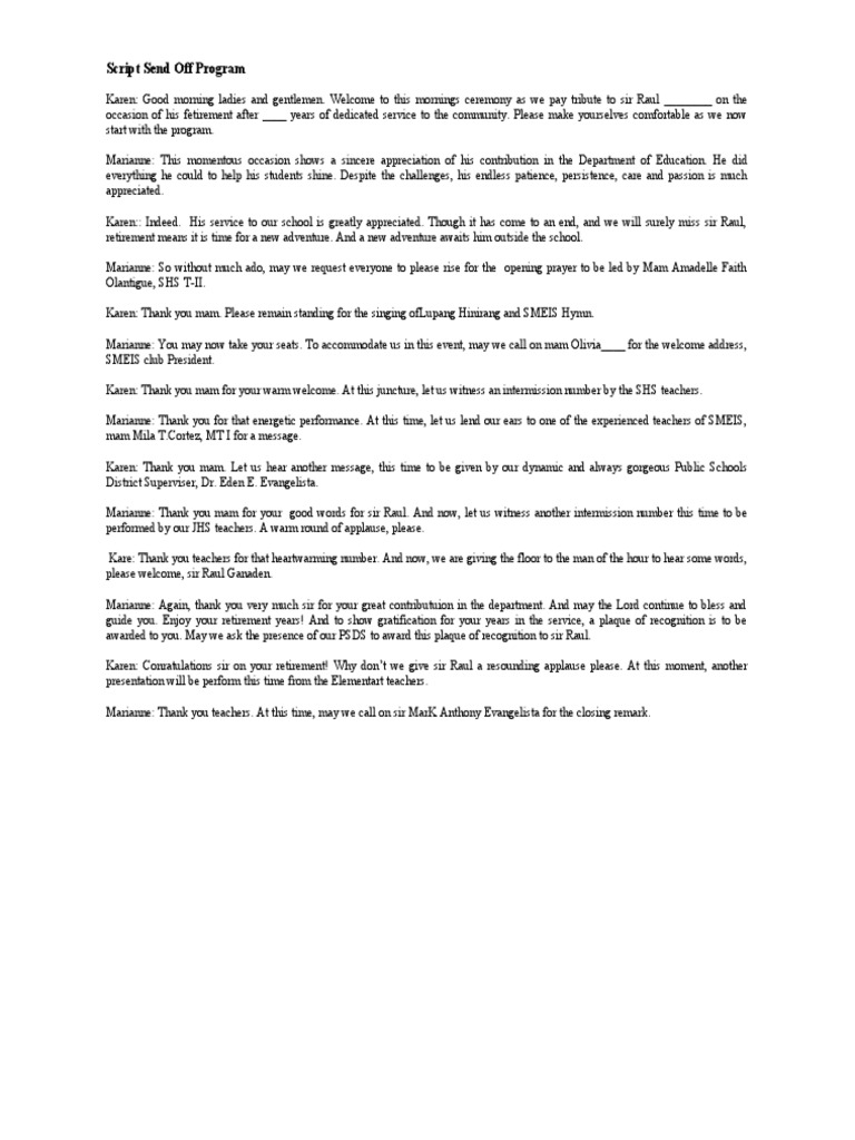 Script Retirement Party | PDF