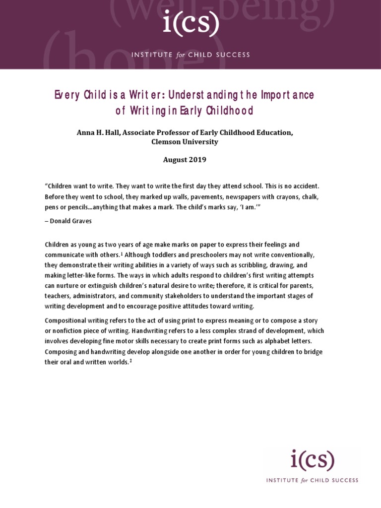 Importance of Early Writing Skills | PDF | Literacy | Early Childhood ...
