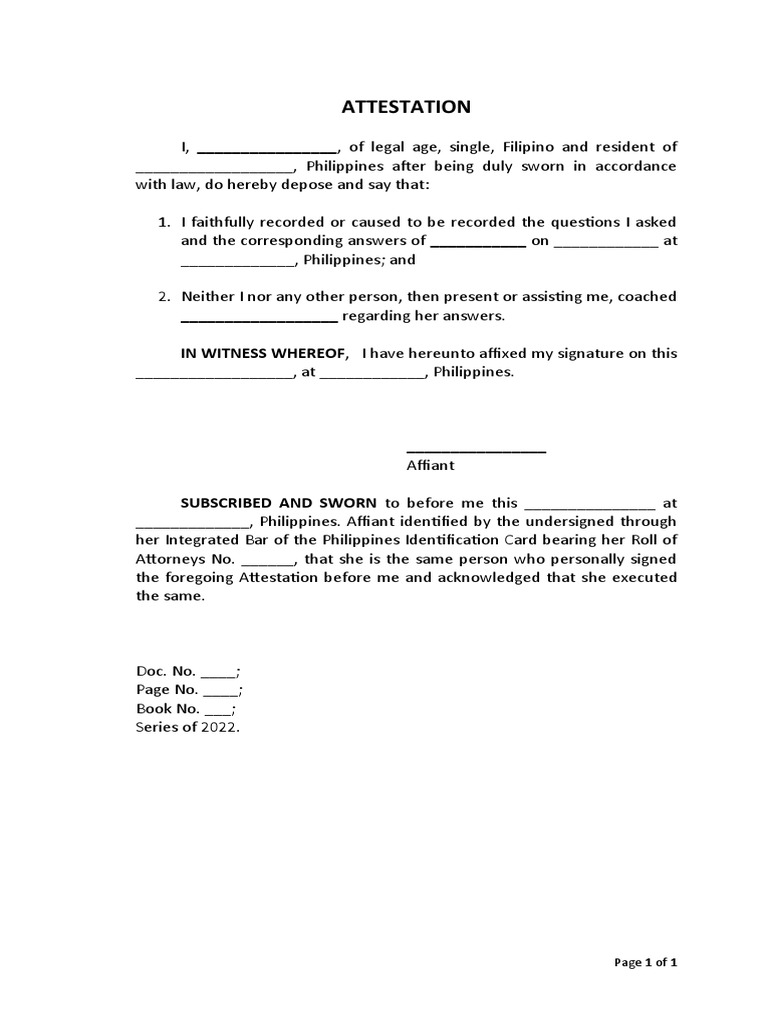 Affidavit Attestation Sample Document | PDF