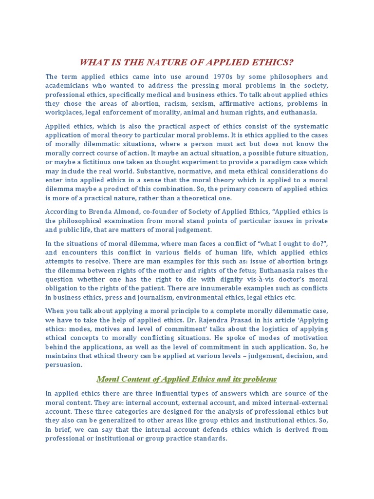 Introduction To Applied Ethics | PDF | Top Down And Bottom Up Design ...