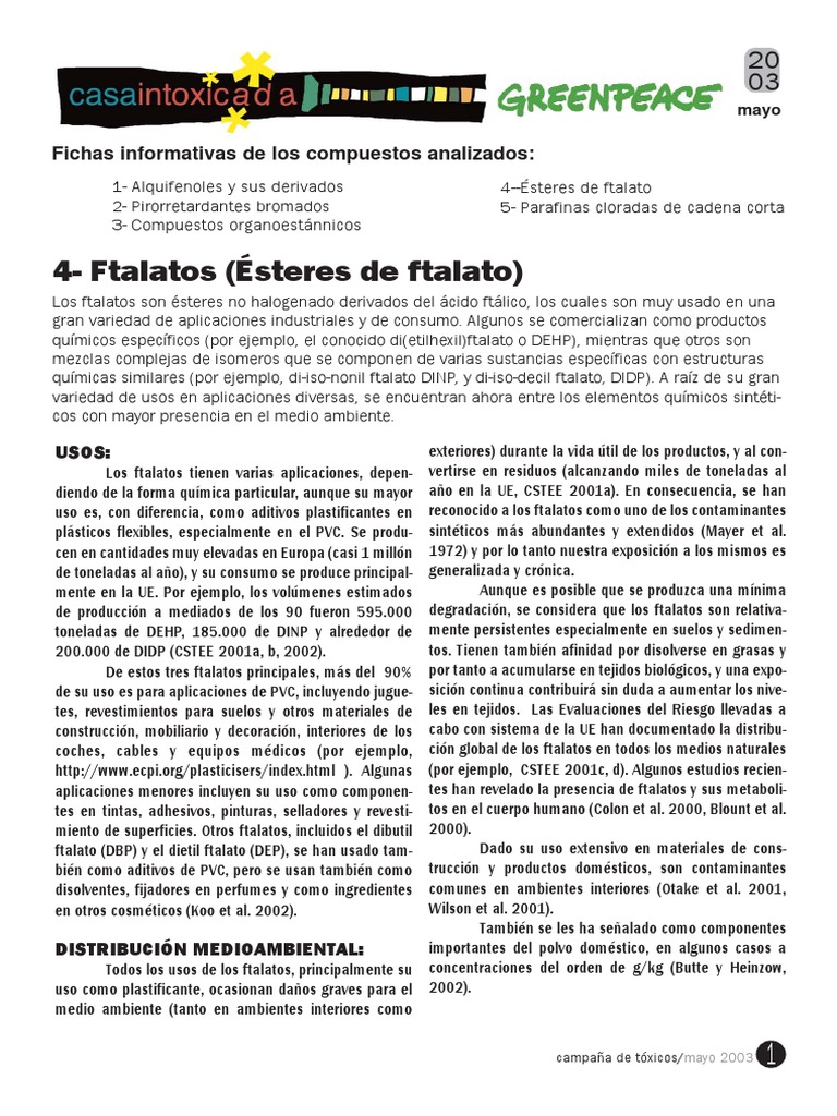 Ftalatos Esteres de Ftalato | PDF | Compuestos químicos | Materiales