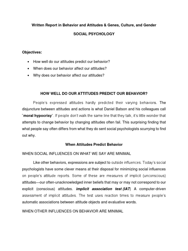 Behavior and Attitudes & Genes, Culture, and Gender | Download Free PDF ...