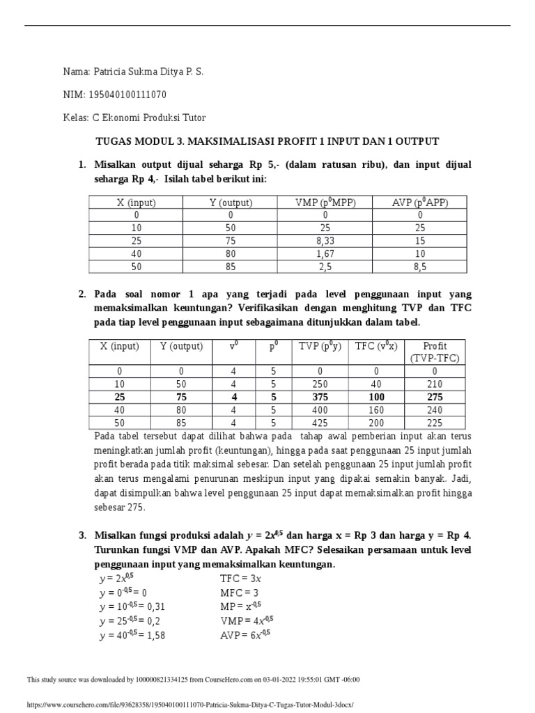 Patricia Sukma Ditya C Tugas Tutor Modul 3 | PDF