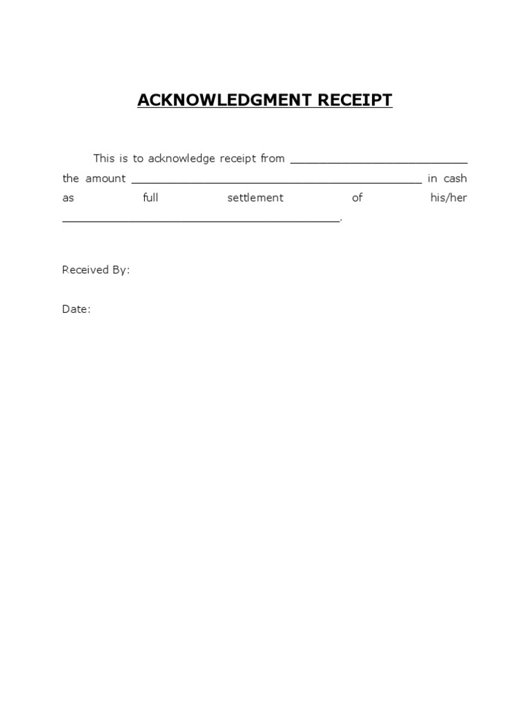 Acknowledgment Receipt (Blank) | PDF