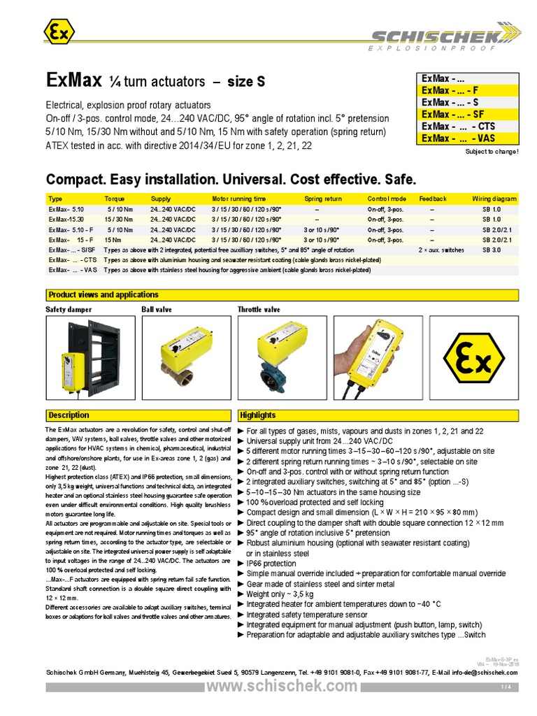 Exmax: Turn Actuators - Size S | PDF | Electric Motor | Switch