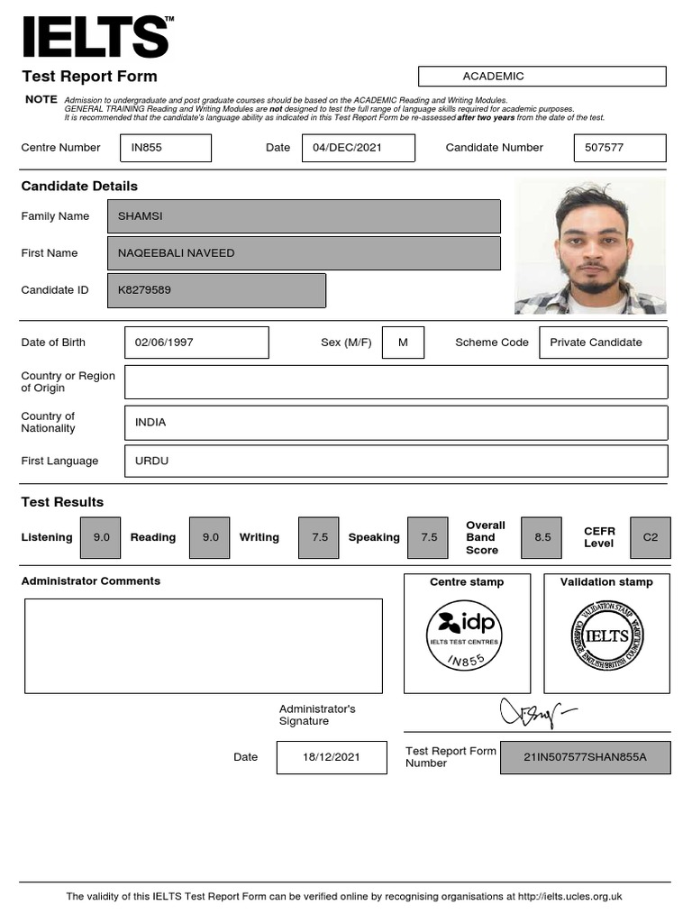 Test Report Form: Candidate Details | PDF | Educational Assessment And ...