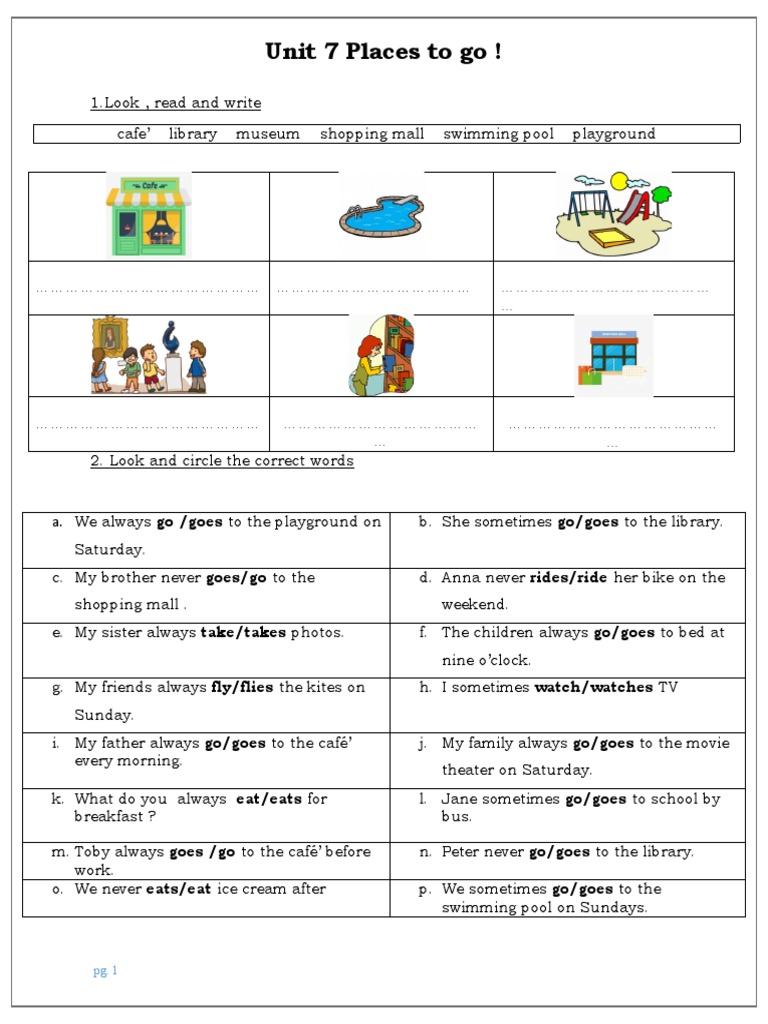 Unit 7 Places To Go ! | PDF | Lunch