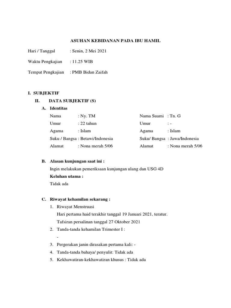 Asuhan Kebidanan Ibu Hamil 14 Minggu | PDF | Gaya Hidup