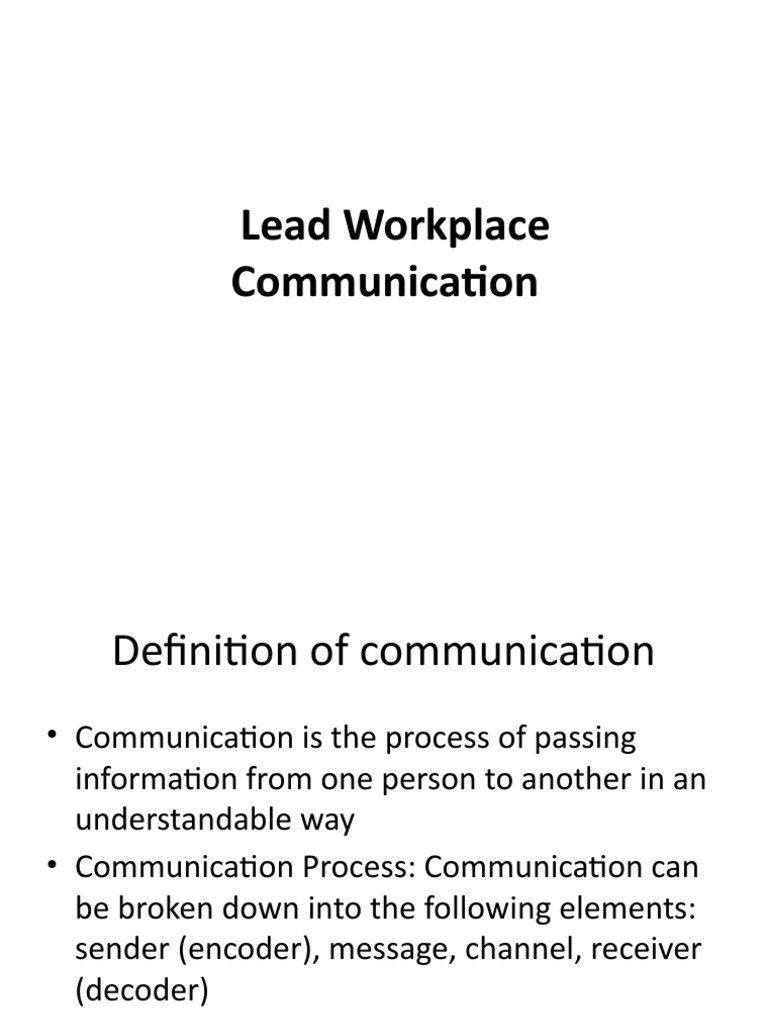 Lead Workplace Communication | PDF