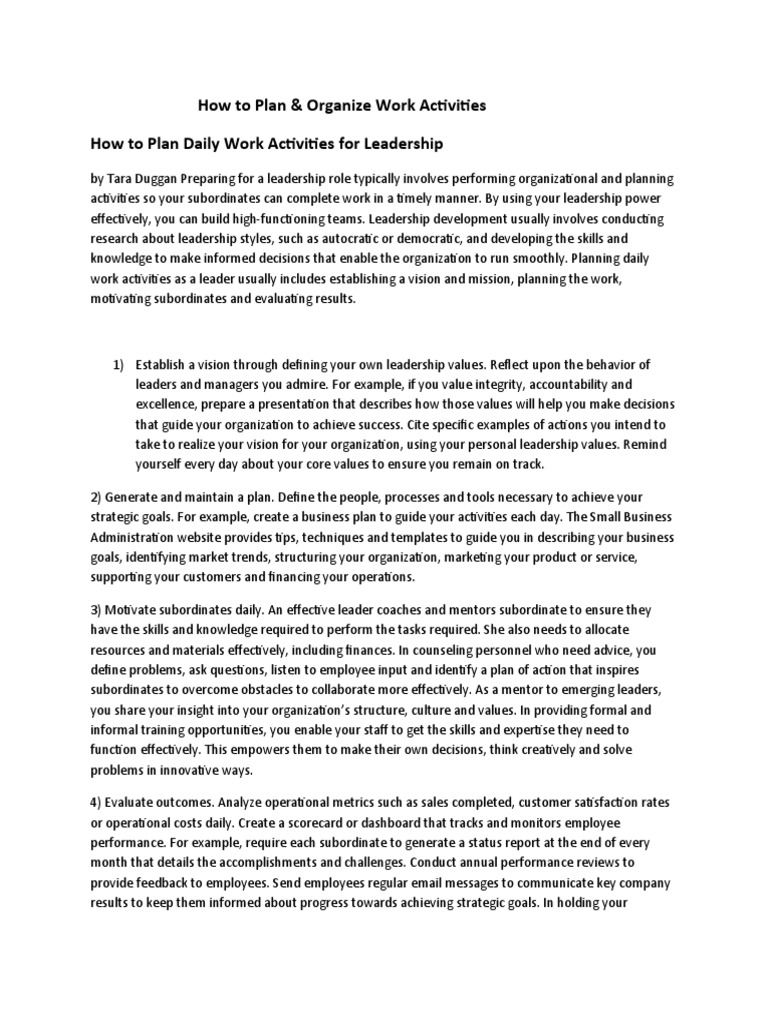 How To Plan & Organize Work Activities How To Plan Daily Work ...