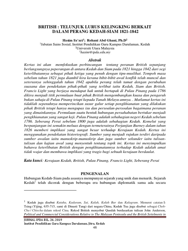 Peranan British dalam Perang Kedah-Siam | PDF | Sejarah