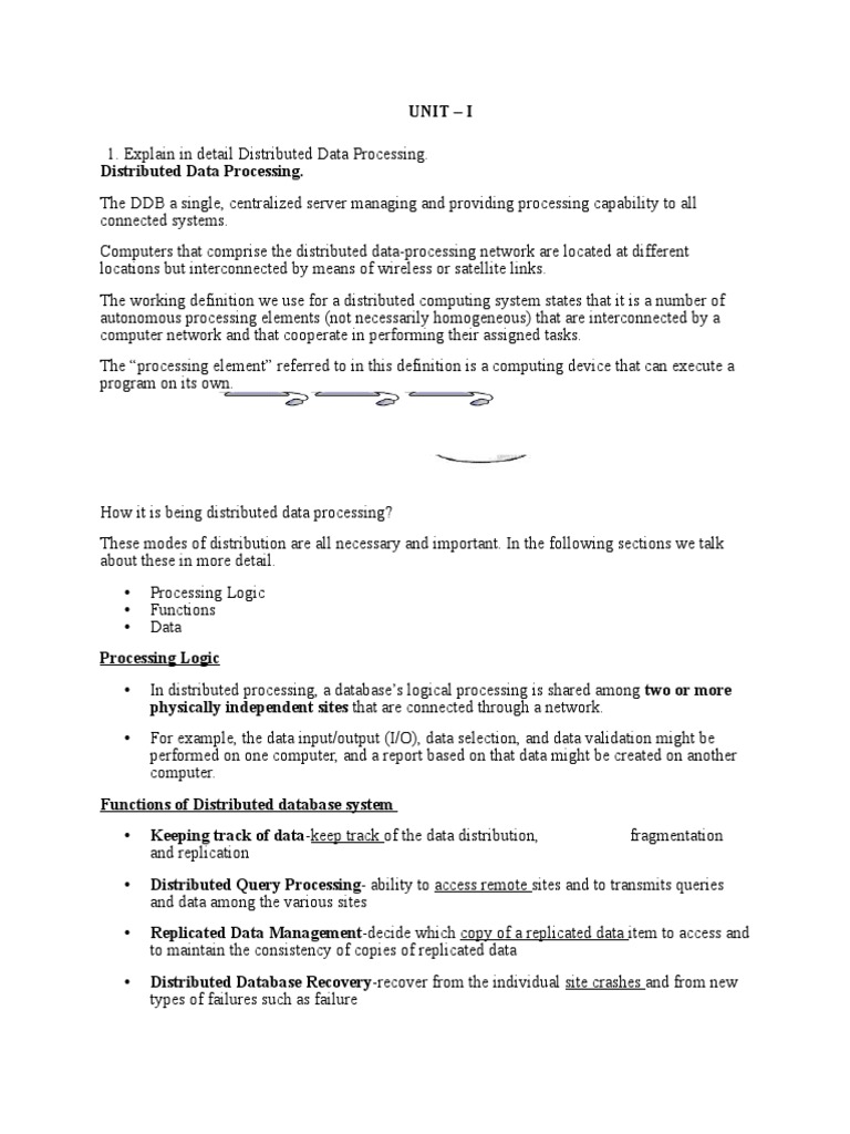 Unit I Distributed Data Processing Pdf Databases Database Transaction 3762