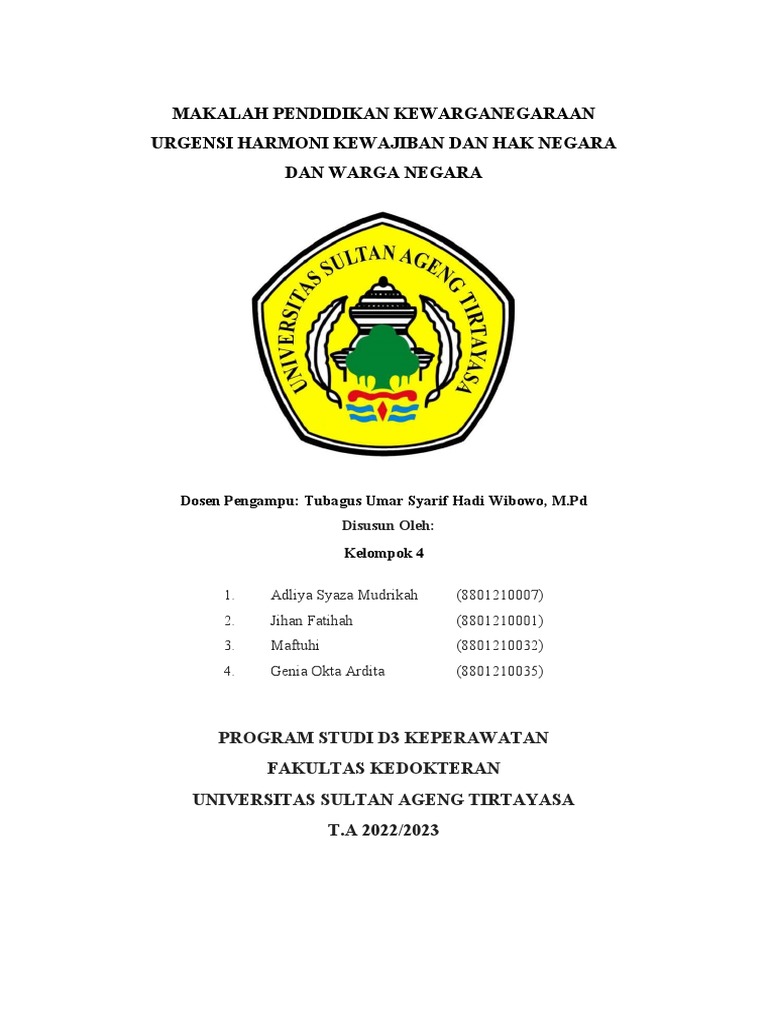 MAKALAH PKN KEL 4 - Urgensi Hak & Kewajiban WN Dan Negara | PDF
